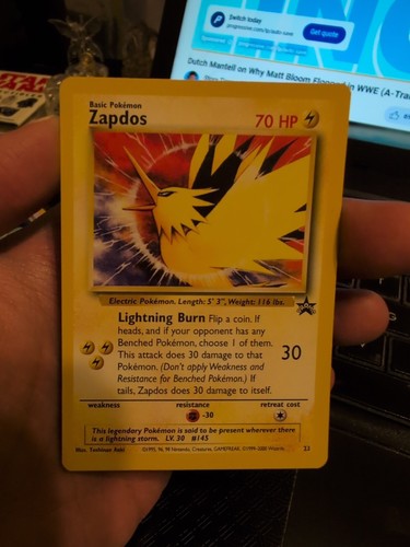 Pokemon Trading Card Zaptos #23 Black Star Promo 2000 Wizards of the ...