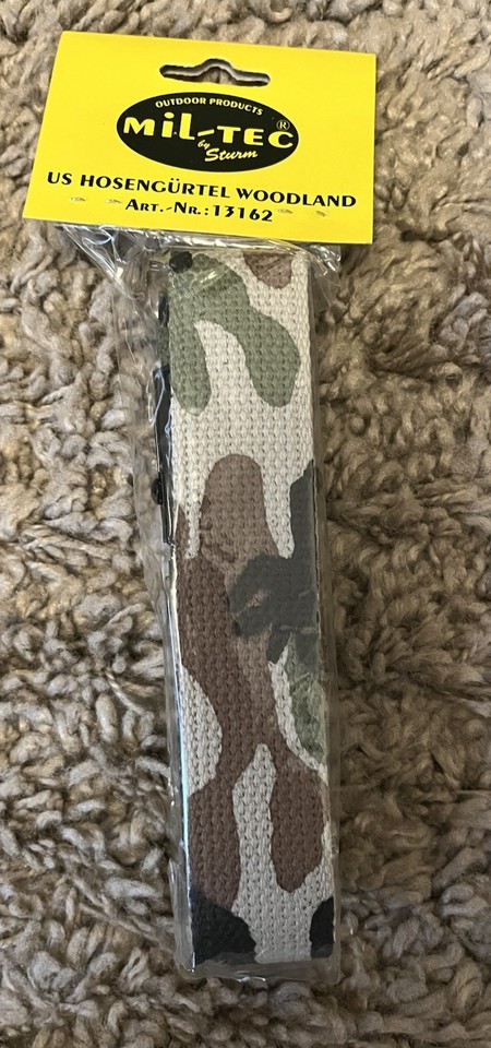 New Miltec US BDU Style Army Combat Webbing Canvas Belt Woodland CAMO ...