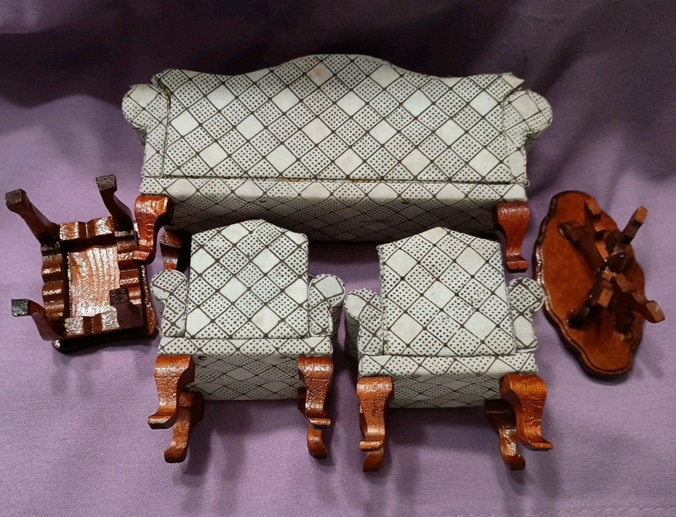 Three Hands Corp Fabric & Wood Living Room Doll House Furniture 5 pc ...