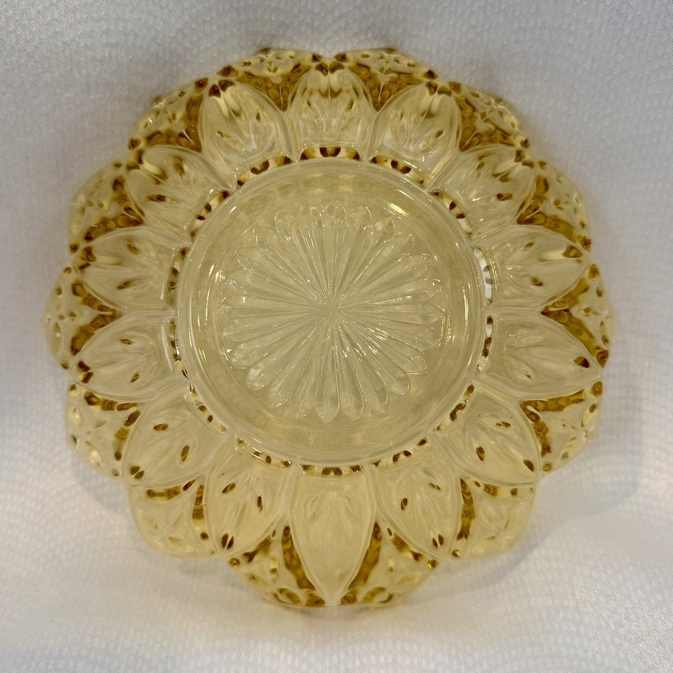 Vintage 50s Federal Glass Petal Pattern Bowl Amber Yellow 8.5” UV ...