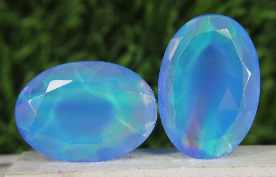 49.40 Ct Oval Cut Fire Opal Triplet Multi Color Loose Gemstones Pair ...