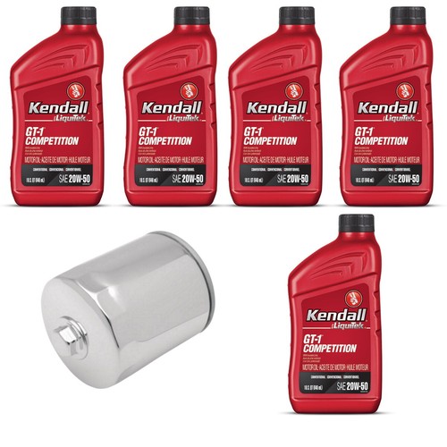 Kendall 20W50 Conv. Oil Change Chrome Nut Filter Kit Harley Twin Cam M8 ...
