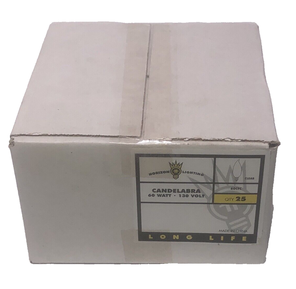 60 WATT FLAME BULB, CANDELABRA BASE, CLEAR. LONG LIFE, CASE OF 25 | eBay
