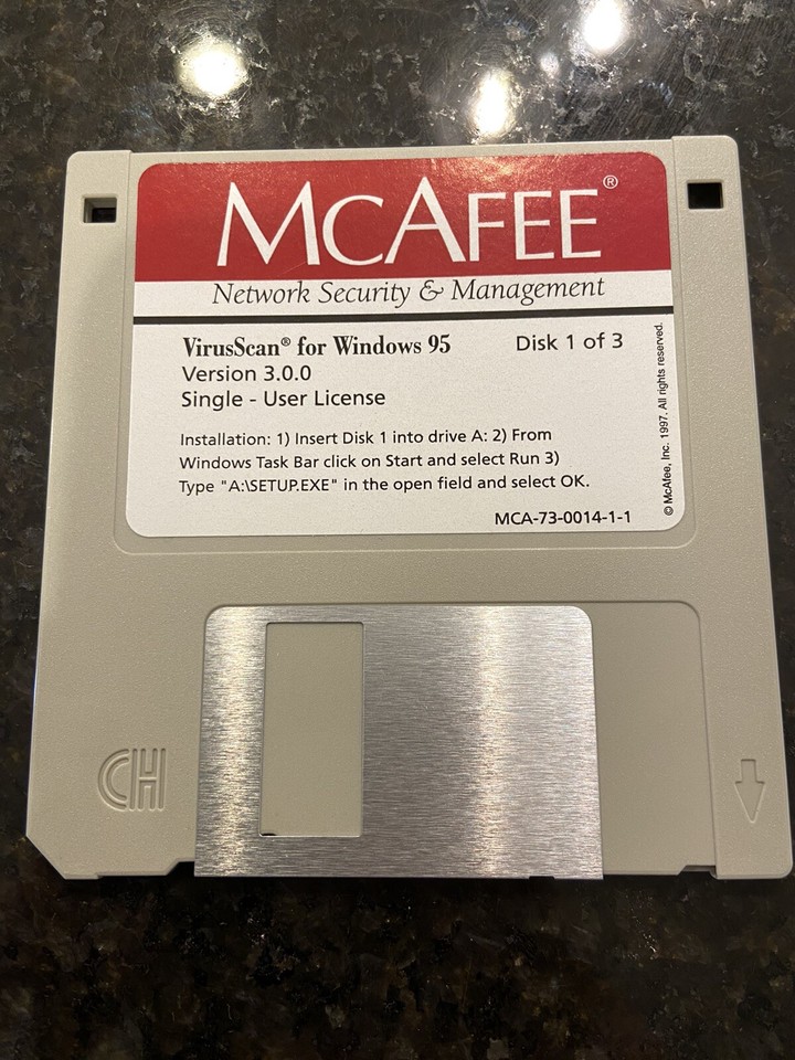 McAfee VirusScan 3.0 For Windows 95, 3.1x, DOS, 3.5” Disc - #0006 | eBay