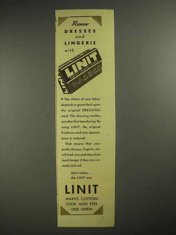 1936 Linit Starch Ad - Renew Dresses and Lingerie | eBay
