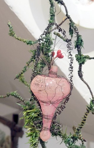 Wire-wrapped Pink Pacifier, with Red Berries. Early 1900s German Glass ...