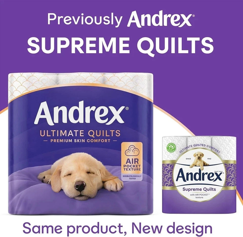 Andrex Ultimate Quilts Toilet Paper 24 Rolls, Air Pocket Technology for ...