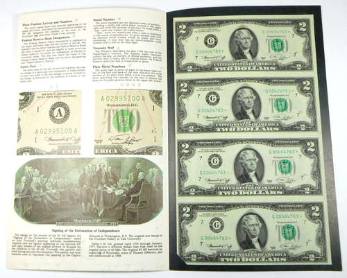 1976 $2 Federal Reserve Star Note (G-* Block) - Uncut Sheet of 4 in BEP ...