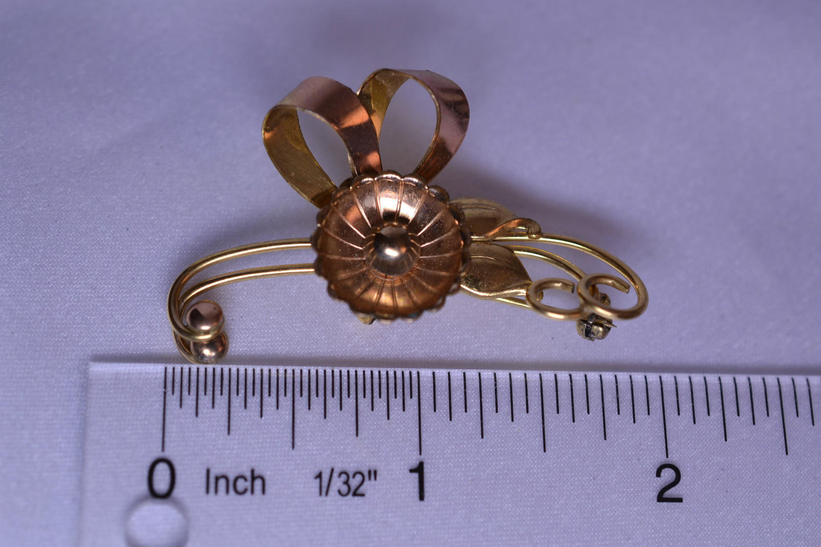 VINTAGE ROSE & YELLOW GOLD FILLED WATCH CHATELAINE PIN WITH RIBBON ...