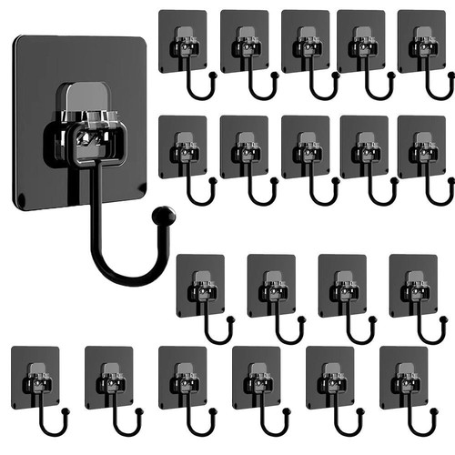 20 Pcs Black Command Hook Acrylic Kitchen Hooks Adhesive Wall Hooks ...