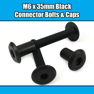 M6 x 35mm Black Furniture Connector Bolts With Cap Nuts Joint Fixing ...