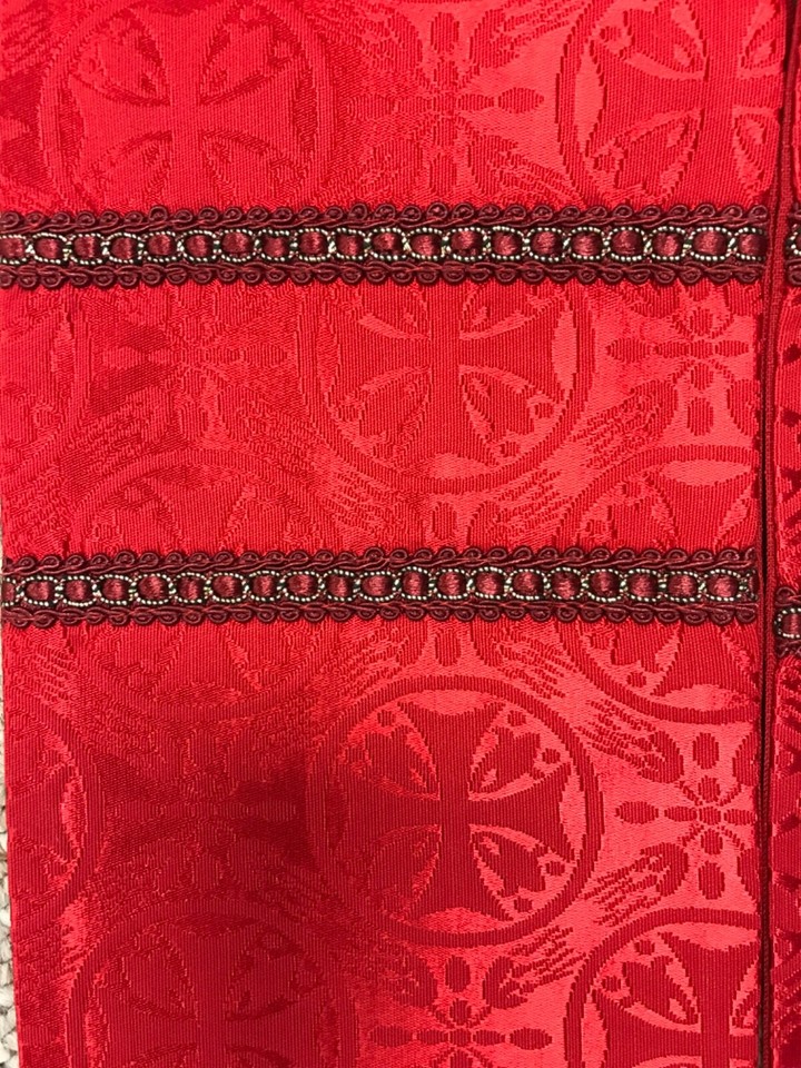 Red clergy stole with cross design and red galloon. | eBay