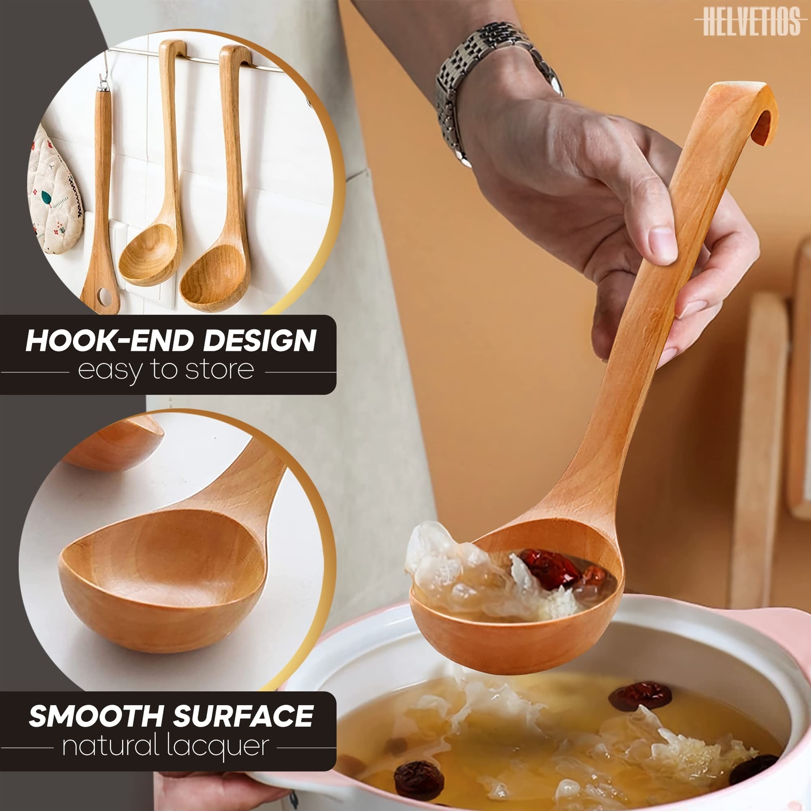 Wooden Ladle for Soup - Bamboo Ladle Wooden Soup Spoons Wooden Soup ...