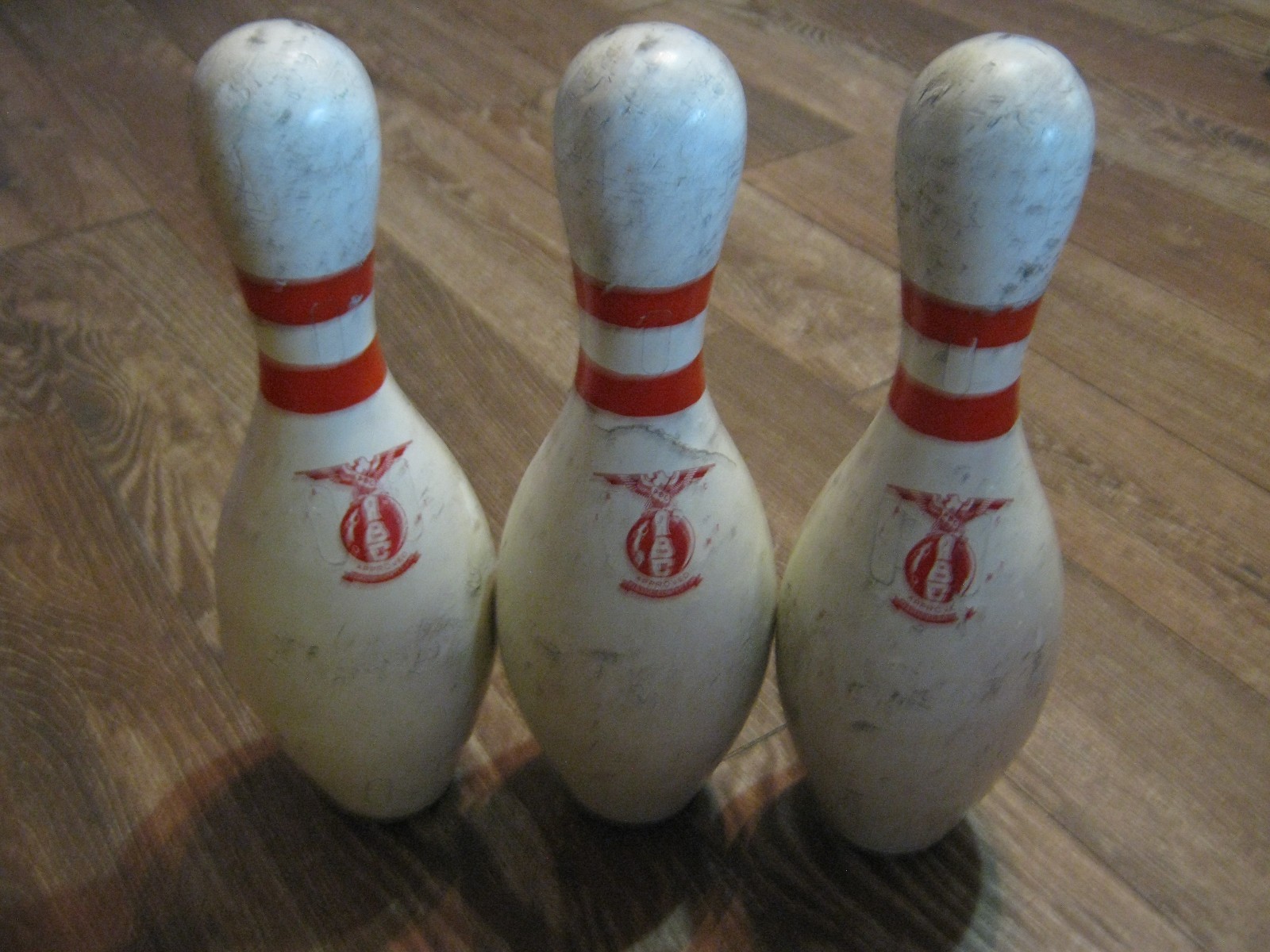 3 pc Vintage Used ABC Vultec 11 Coated Surlyn Plastic Bowling Pin good ...