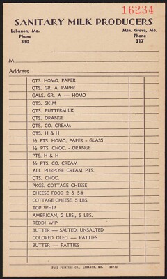 Vintage receipt SANITARY MILK PRODUCERS Lebanon Mountain Grove Missouri ...
