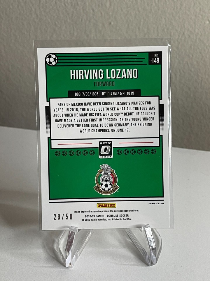 Hirving Lozano /50 RED VELOCITY 2018-19 Donruss Optic #149 ROOKIE RC ...
