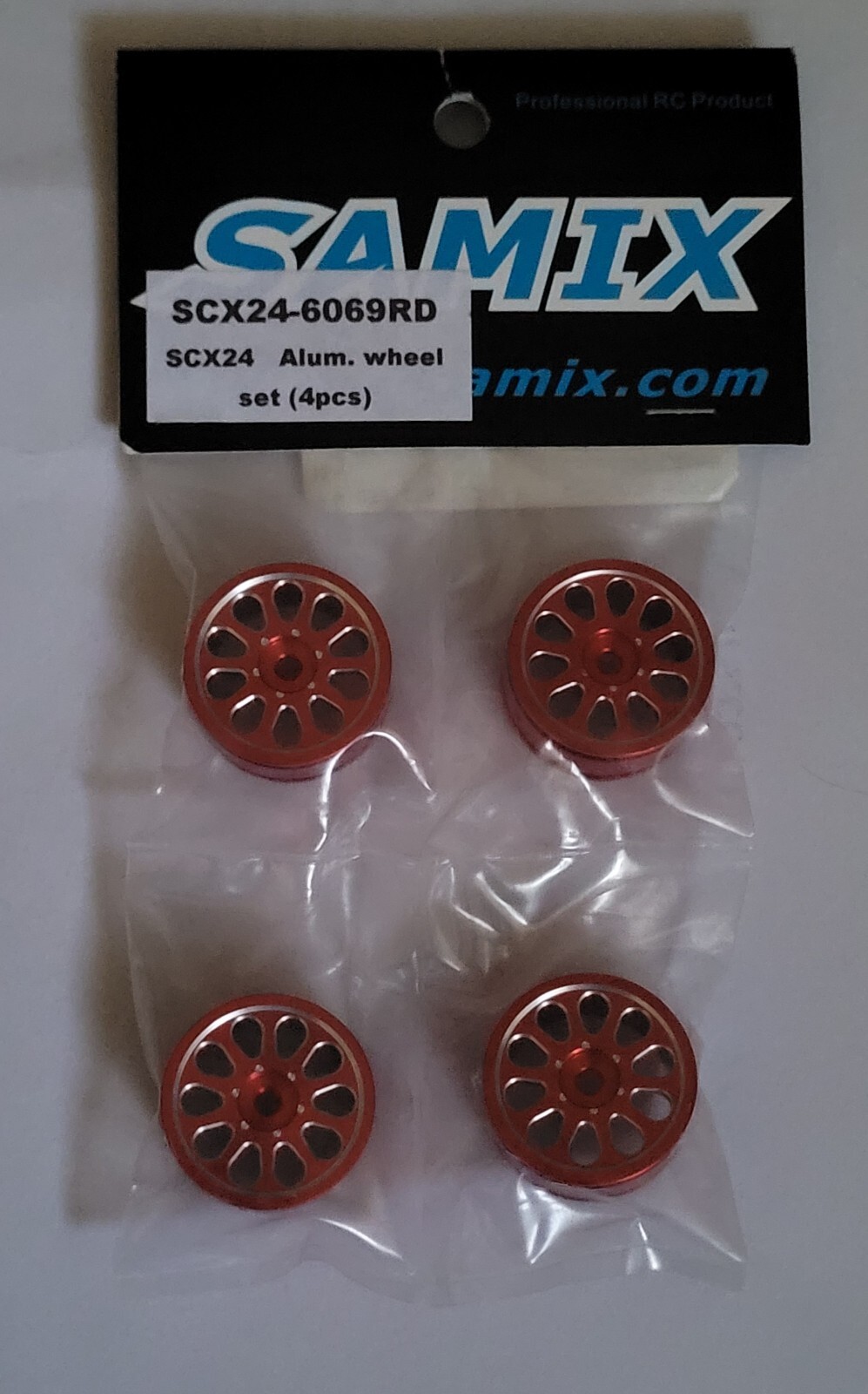 Samix SCX24 Aluminum 1.0" Wheel Set ~ RED (4) ~ SAMSCX24-6069-RD ~ NIP ...