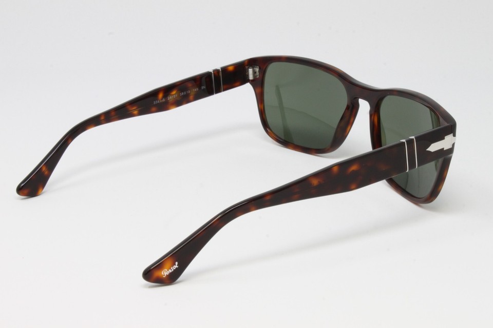 Persol Sunglasses Men's Square PO3341S-2431 Havana 58mm Green Lens NEW ...