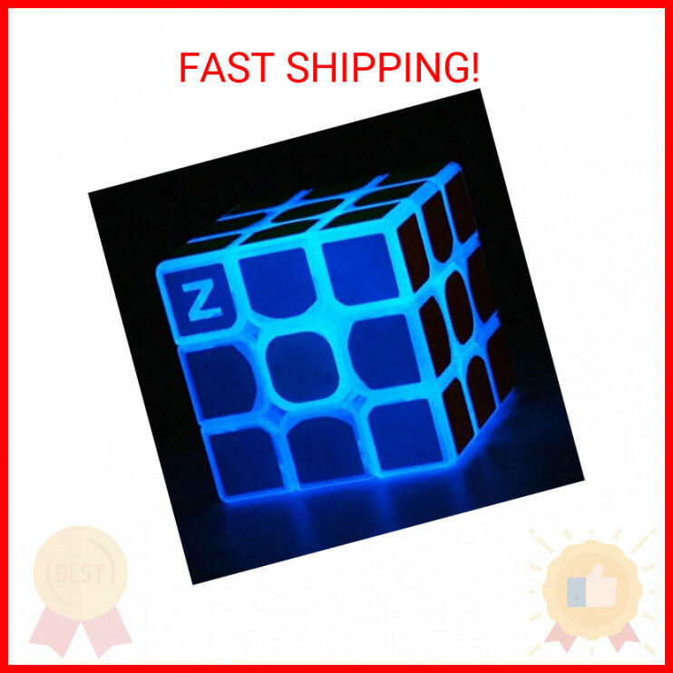 TANCH Blue Fluorescent Speed Cube 3x3x3 Glow in The Dark Luminous Magic ...