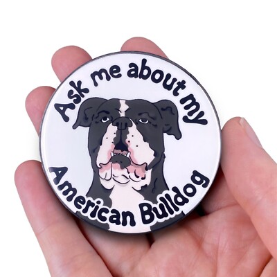 American Bulldog Pinback Button Dog Pin Accessories 2.25" - Black ...