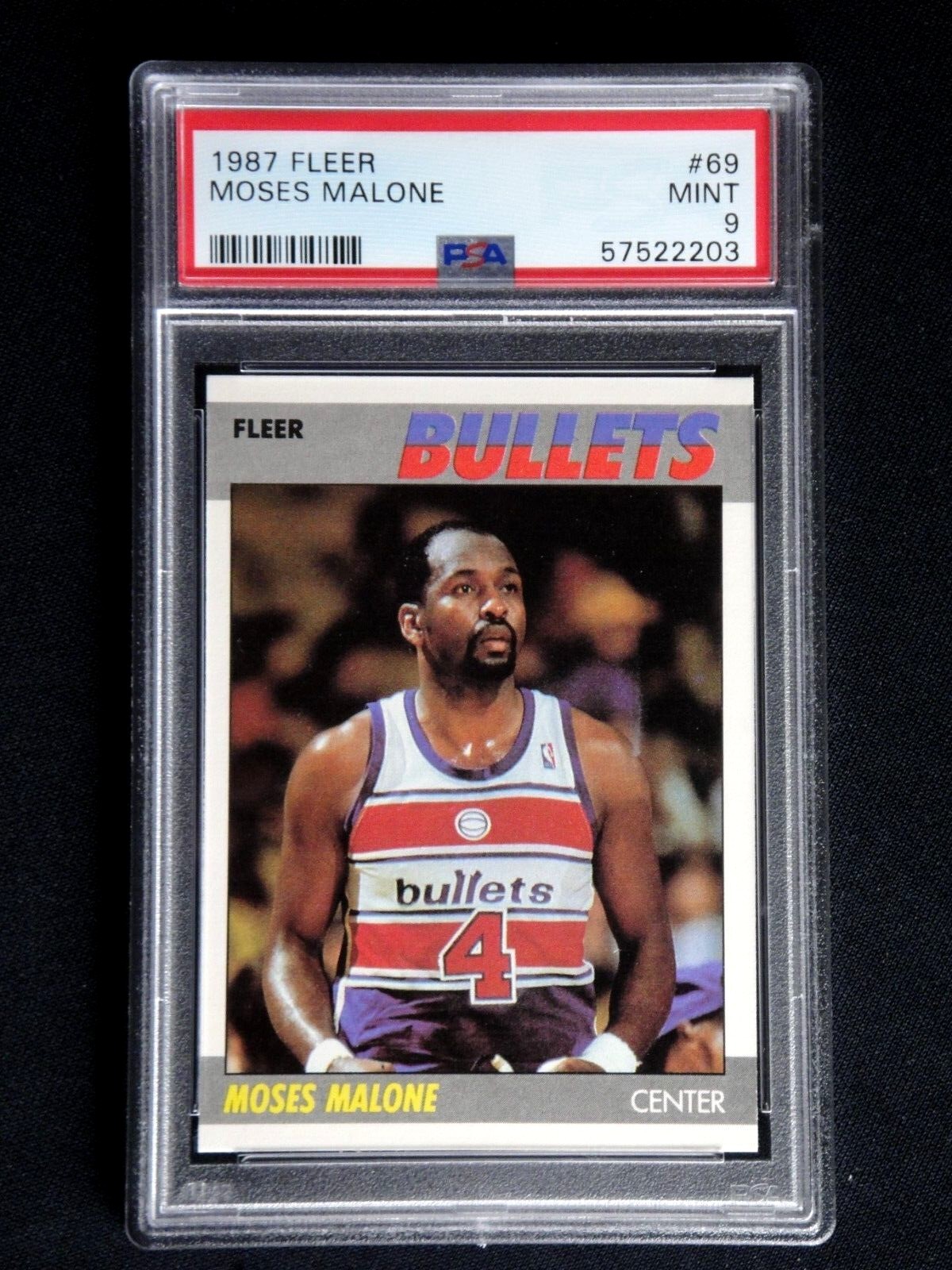MOSES MALONE 1987 FLEER BASKETBALL CARD #69 PSA 9 MINT HOF NBA TOP 50 ...