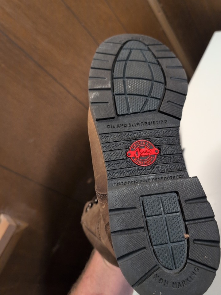 Justin Boots 440 8" Brown Leather J-Max Work Lace-Up Boots 10 EE USA ...