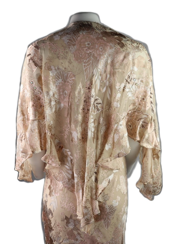 ALEX EVENINGS US Women’s 14 2pc Floral Beige Sequined Maxi Dress Shawl ...