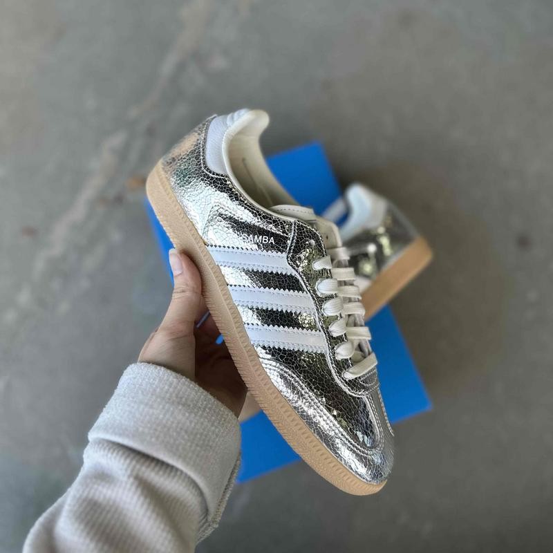 Size 5.5M/7W - adidas Samba OG Silver Metallic Cracked Leather (Women's ...