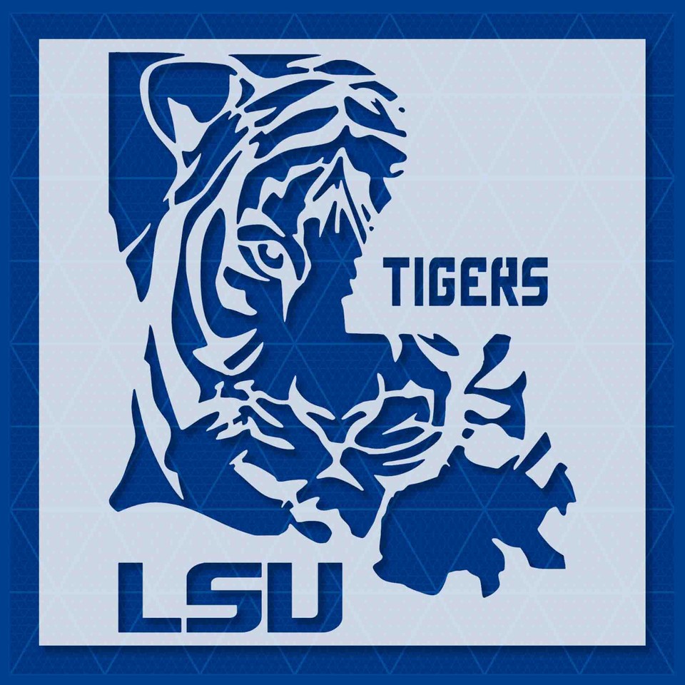 LSU Tigers Stencil – College Football, Sports Fan Art, Craft, Wall ...