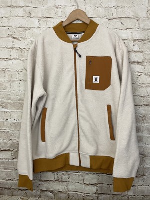 Quicksilver Mens Khaki Full Zip Sherpa Lined Trucker Jacket, Mens Size ...