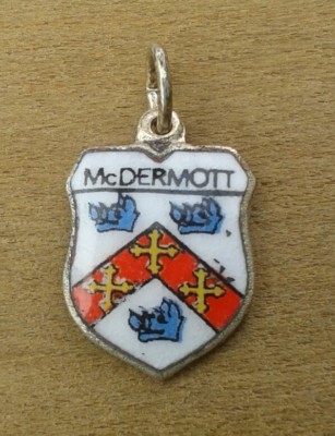 McDermott Mc Dermott Coat of Arms / Family Crest Silver Plated Enamel ...