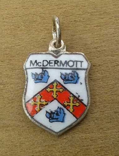 McDermott Mc Dermott Coat of Arms / Family Crest Silver Plated Enamel ...