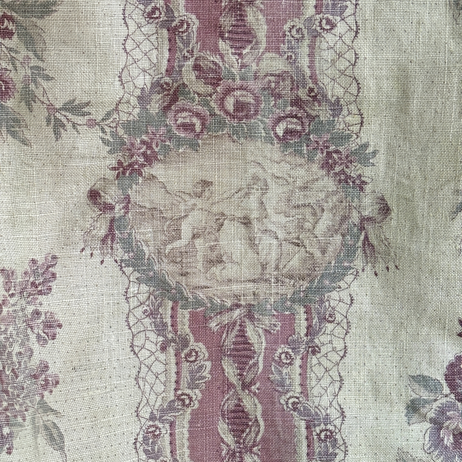 118x60 LARGE printed linen Incredible Print Historic Antique Textile ...