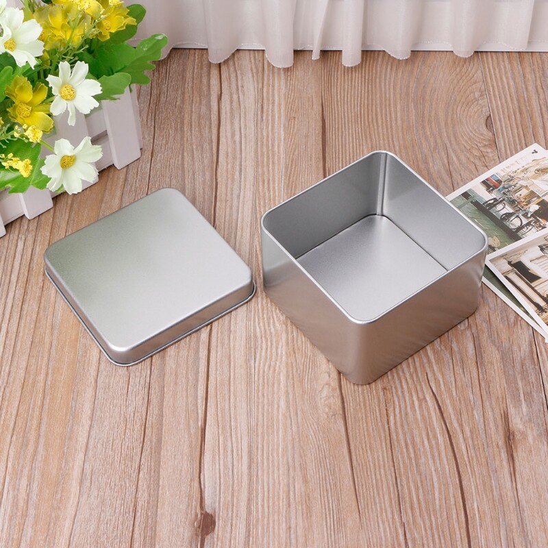 9x9cm Small Metal Tin Silver Storage Box for Case Organizer For Money ...