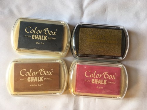 4 Color Box Ink stamp pads. blue, pink, gold, clay. new unopened (A ...