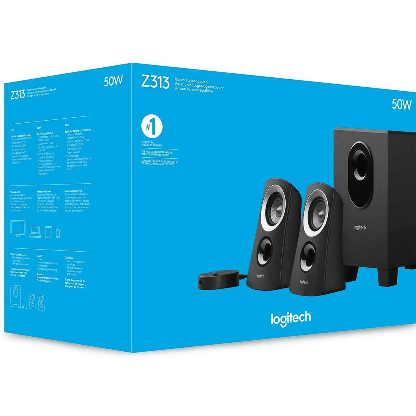 Logitech Z313 PC Lautsprecher Boxen 3.5 mm Klinke 2.1 Subwoofer Stereo ...