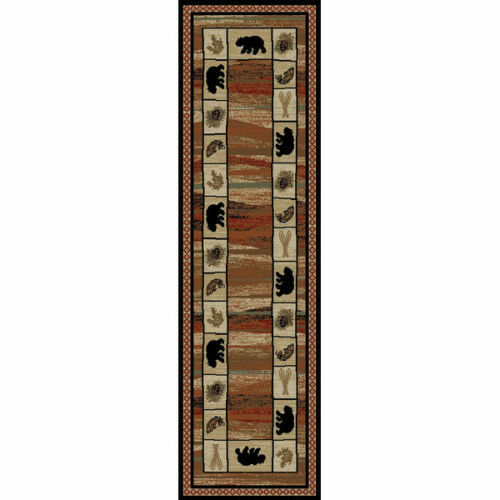2x8 (2'3" x 7'7") Lodge Cabin Rustic Bear Fish Runner Area Rug *FREE ...