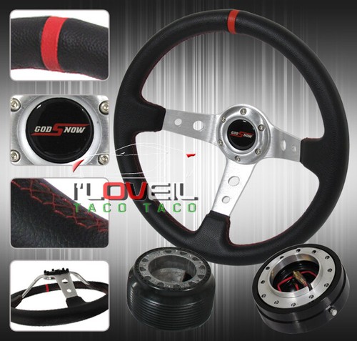Ae86 Corolla Deep Dish Drifting Red Stitching Steering Wheel + Quick ...