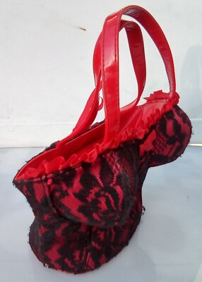 Red Bustier / Corset /w Black Lace Purse Hand Satchel | eBay