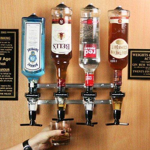 Beaumont UK 4 Bottle Wall Mounted Spirit Drink Dispenser Bar Shot ...