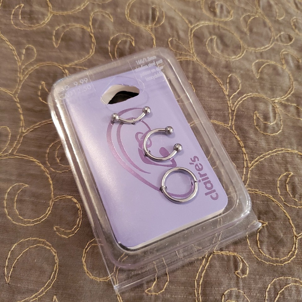 Three 16 Gauge Cartilage Rings by Claire's NWT NIP 16G / 1.2mm | eBay