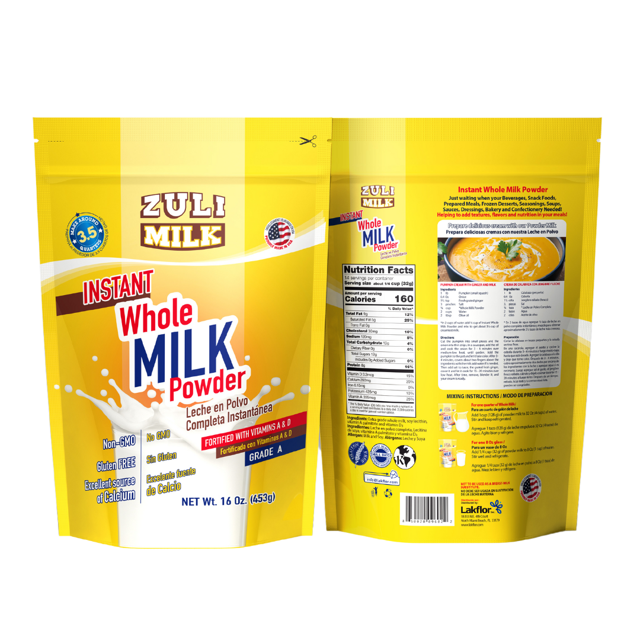 Instant Whole milk Powder dry milk Powder 16 OZ ZULI Milk Non-GMO ...