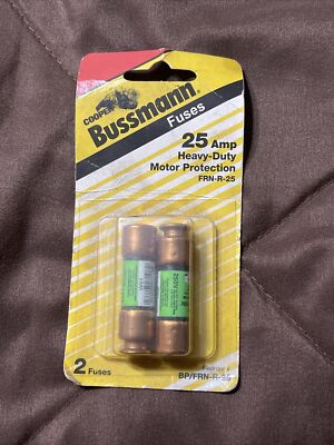 2pk Bussmann Buss 25 Amp 250V Time Delay Fuse Copper Tube Motor FRN BP ...