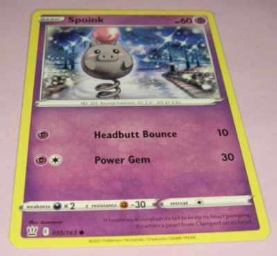 Spoink 55/163 - Battle Styles - Common - Pokemon Card TCG | eBay