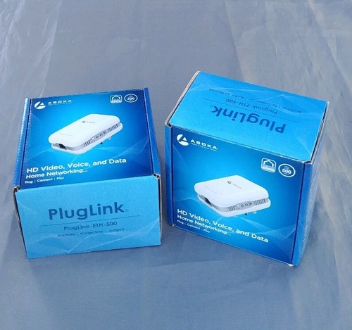 (Lot of 2) Asoka PL9671-A2 PlugLink-ETH-500 Mbps HomePlug Ethernet ...