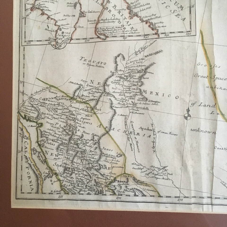 1753 Rare Texas , California , Louisiana, Mexico, and Apache nation map ...
