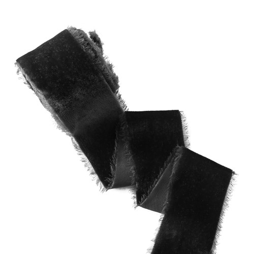Frayed Black Velvet Ribbon 2 x3 Yd for Flower Bouquet Gift Wrapping ...