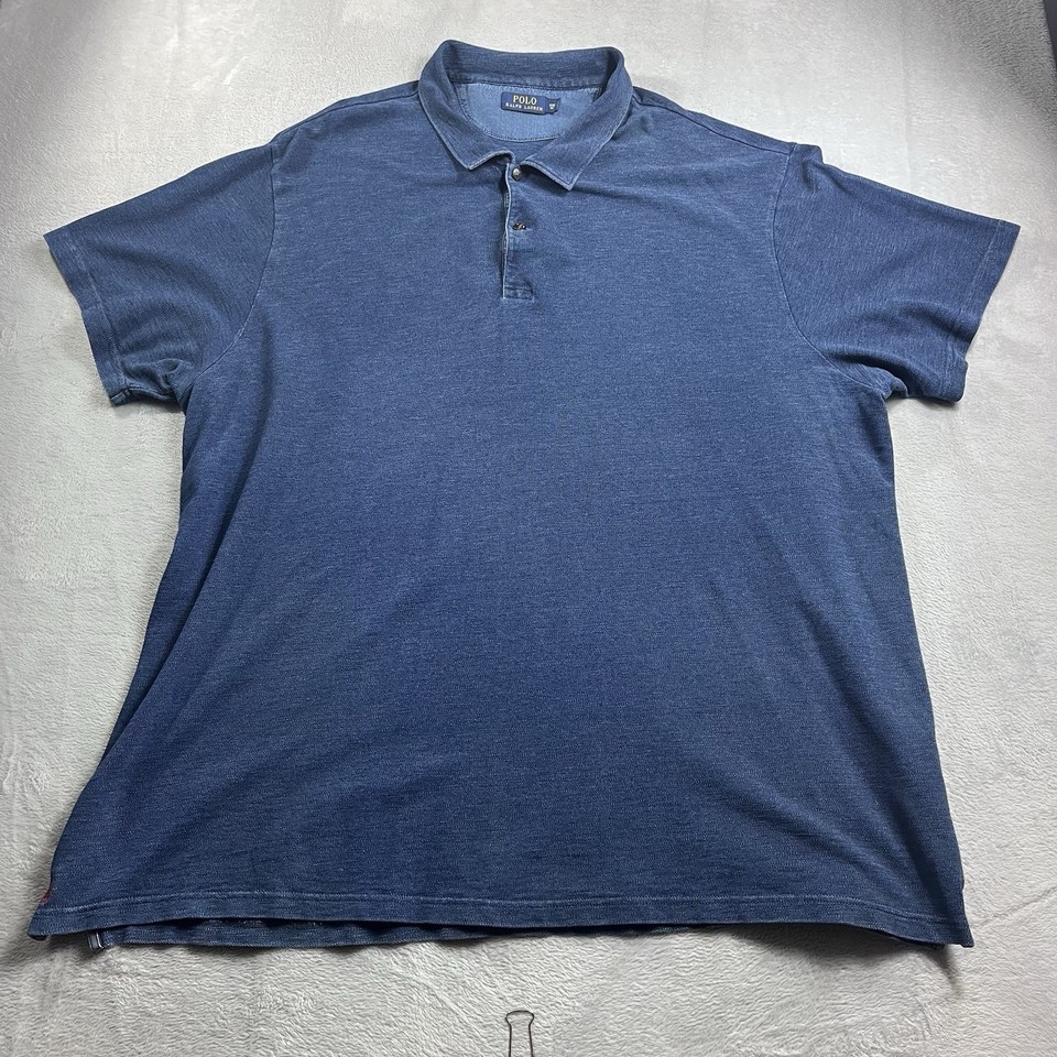 Polo Ralph Lauren Men Polo Size 4XB Soft Washed Denim Blue Cotton ...