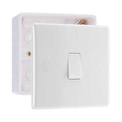 BG Nexus Single 2 Way Light Switch 1 Gang 10AX White & 32mm Pattress ...