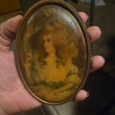 ANTIQUE/VTG. Cameo PORTRAIT CELLULOID and BRASS portrait | eBay